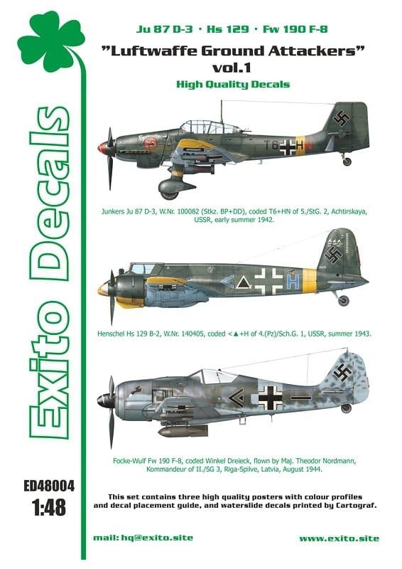 ED48004 DECALS Luftwaffe Ground Attackers vol.1 - Ju 87 D-3, Hs 129, Fw ...